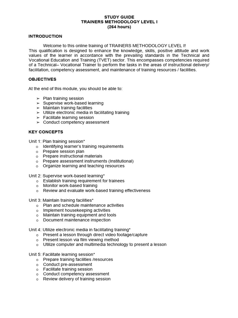 Study Guide PTC TM I .01 | PDF | Educational Technology | Vocational ...