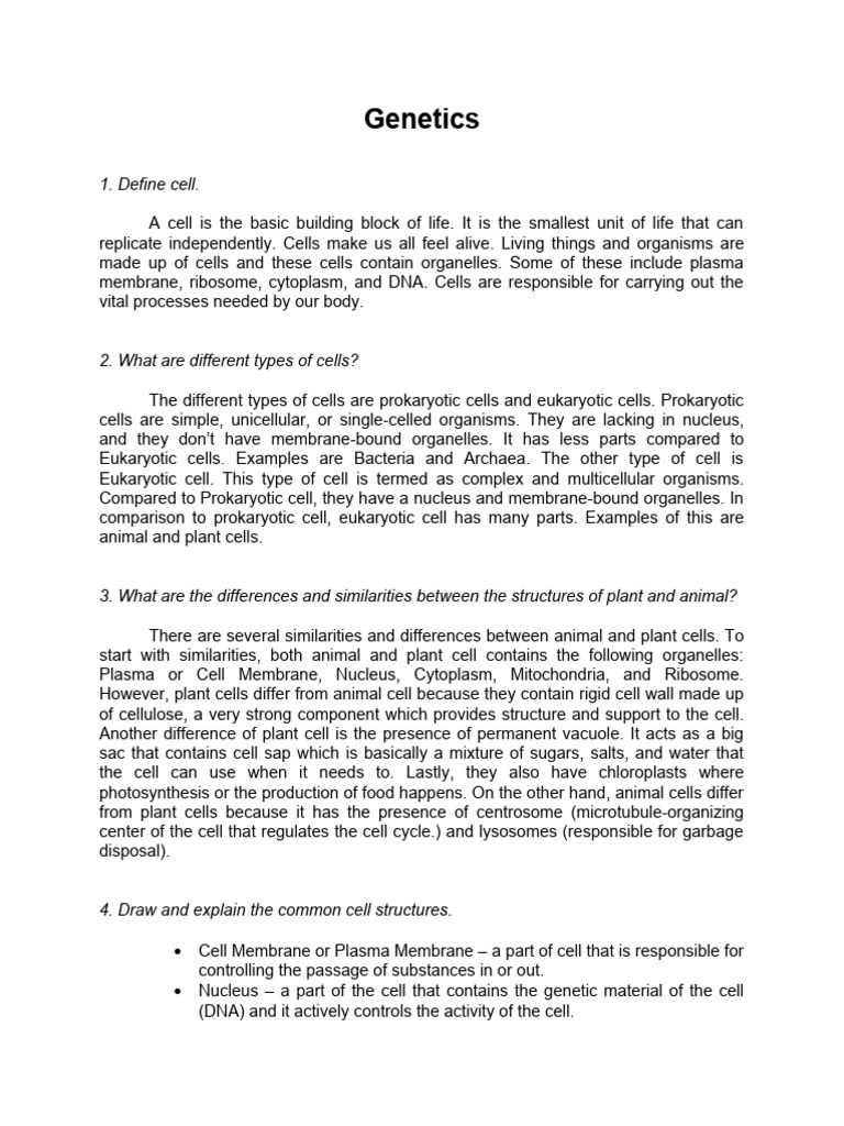 Genetics | PDF | Cell (Biology) | Prokaryote