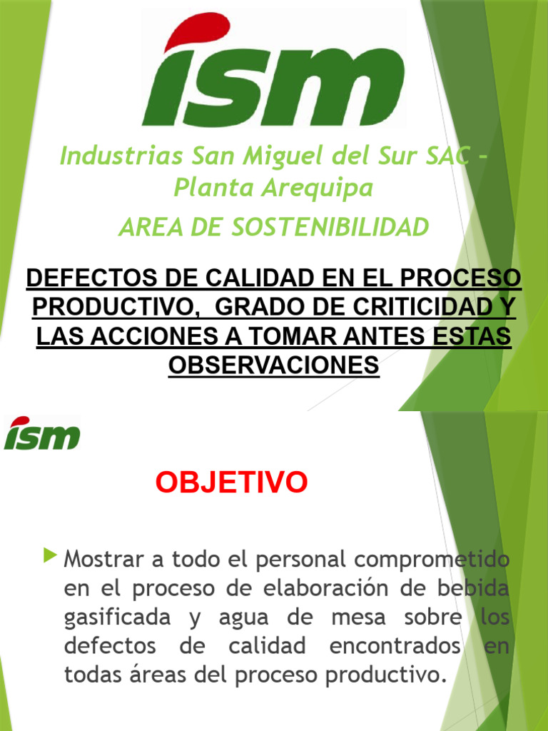 Defectos Críticos en Producción de Bebidas | PDF | Tratamiento de aguas ...