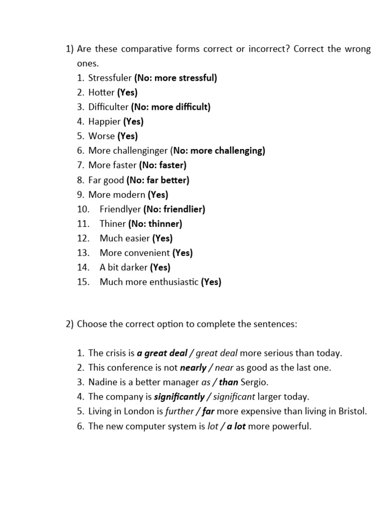 BR Int Comparatives With Modifiers Teacher | PDF