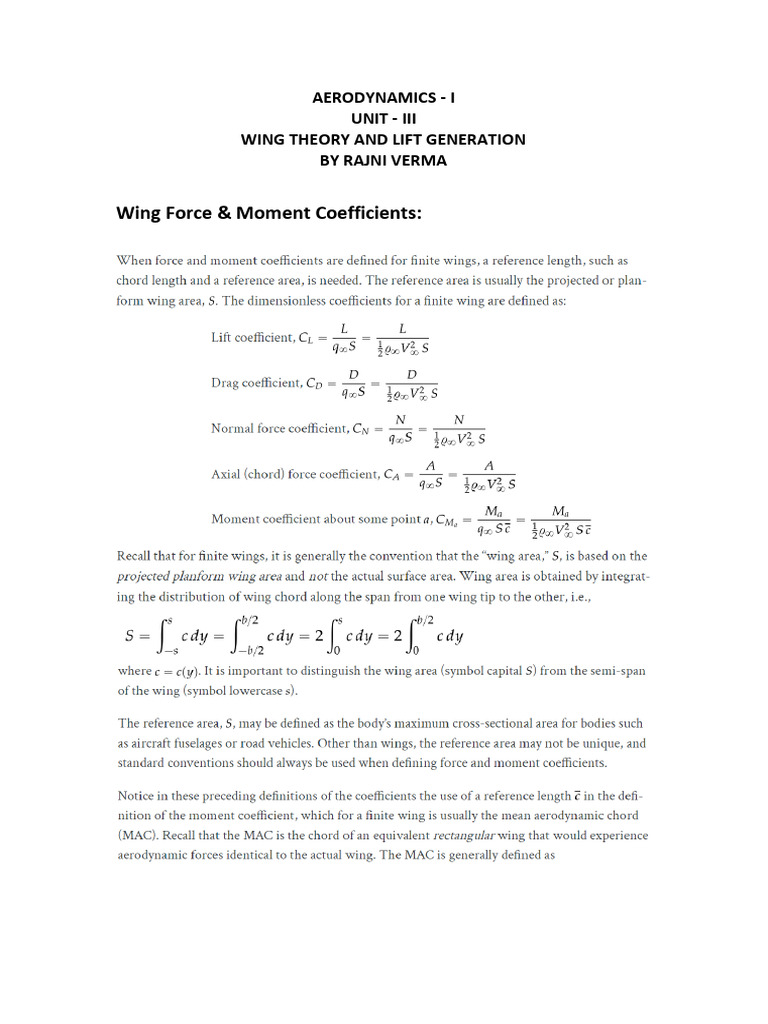Aerodynamics Unit 3 | PDF | Lift (Force) | Drag (Physics)