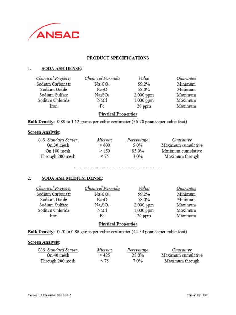 COA Soda Ash Dense Ansac - 230522 - 143613 | PDF | Sodium Carbonate ... COA Soda Ash Dense Ansac - 230522 - 143613 | PDF | Sodium Carbonate ...