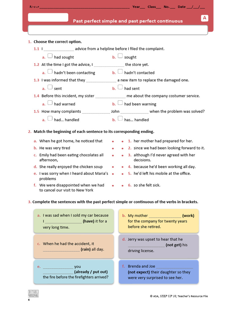Past Perfect Simple and Past Perfect Continuous - A | PDF | Language Mechanics | Grammar