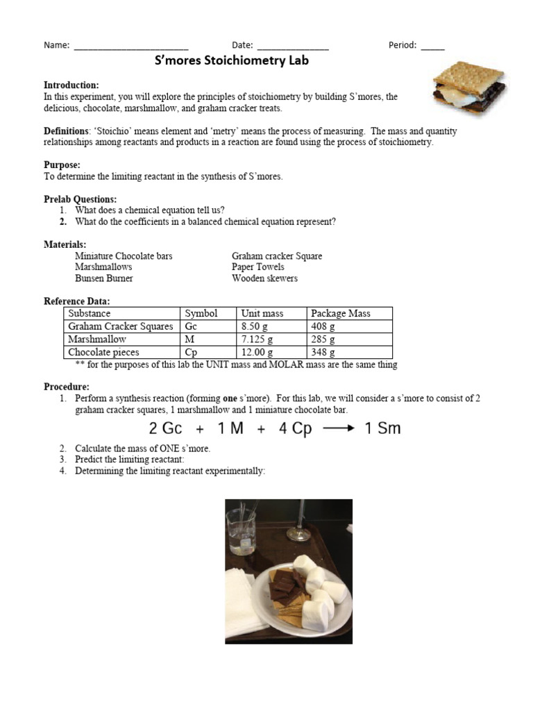 Smores Stoichiometry Lab | PDF