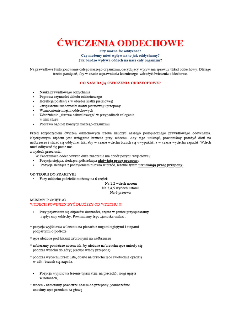 Cwiczenia Oddechowe | PDF