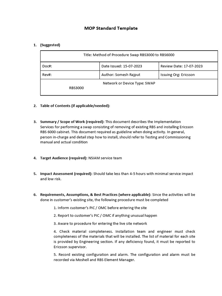 MOP Standard RBS3000 | Download Free PDF | Computing