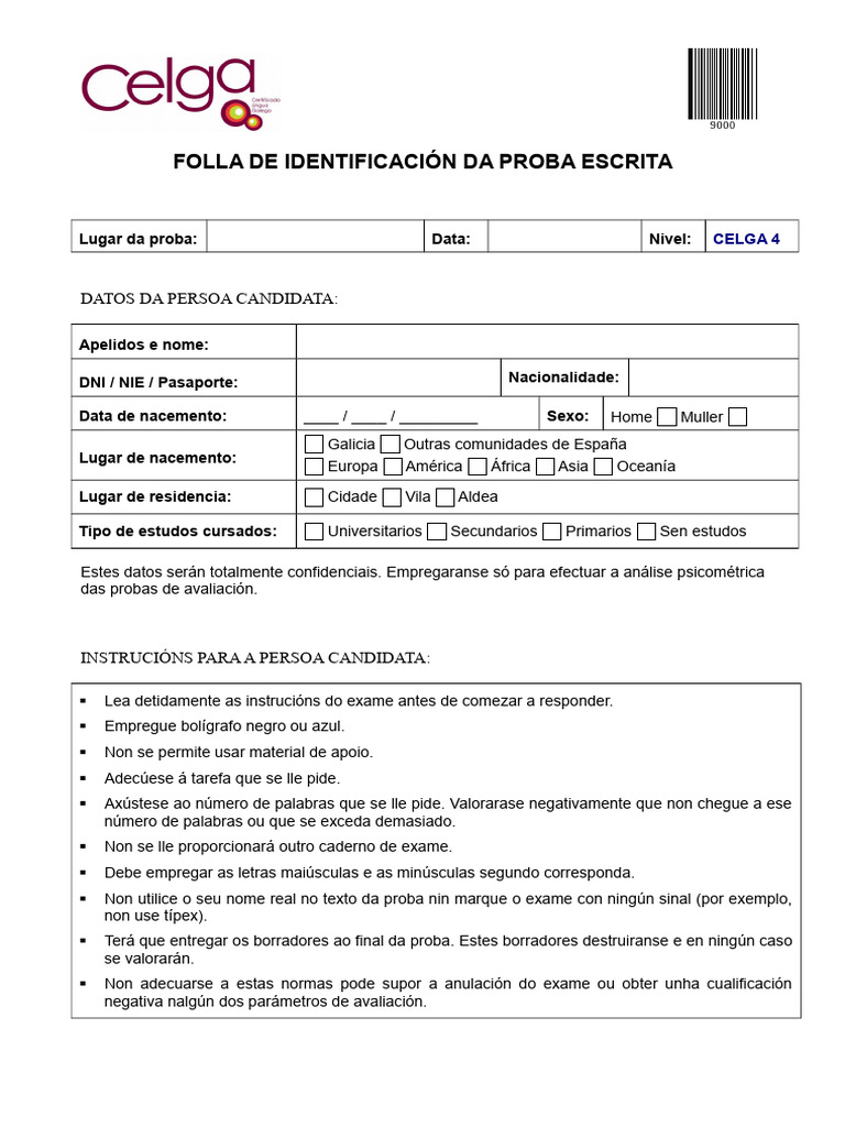 Celga 4 2017 Proba Escrita | PDF