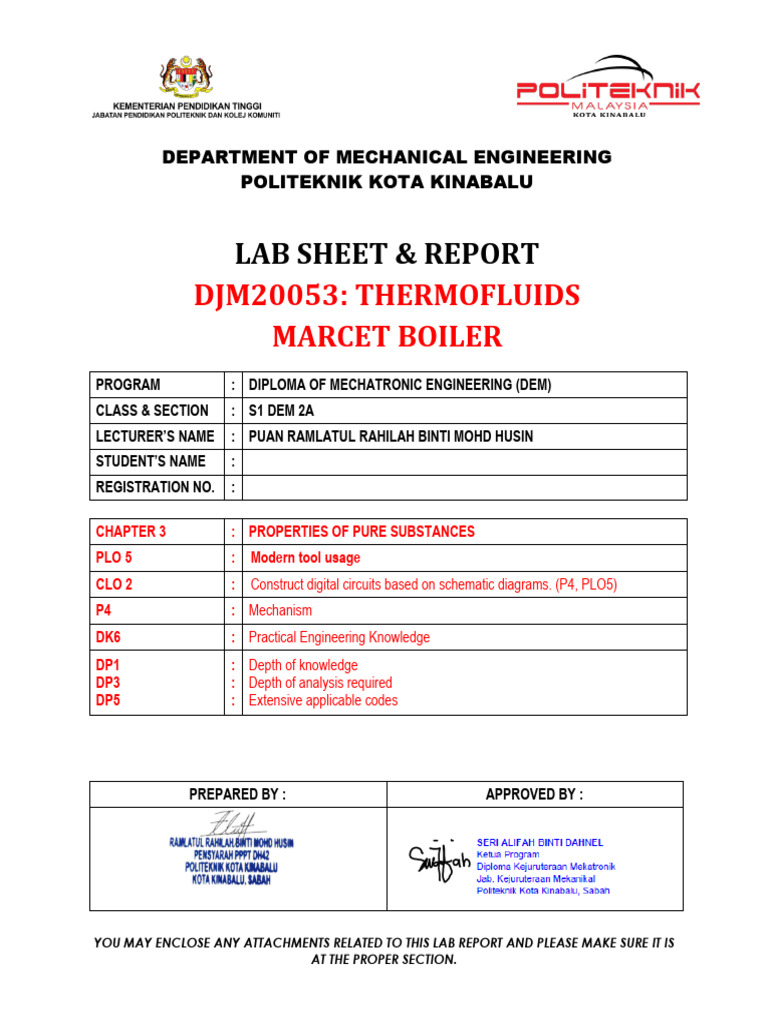 Labsheet Marcet Boiler | Download Free PDF | Gases | Thermodynamics