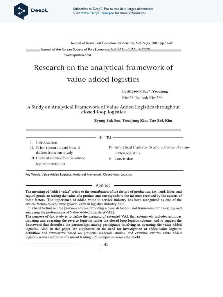 A Study On Analytical Framework of Value Added Logistics Throughout Closed-Loop Logistics en ...