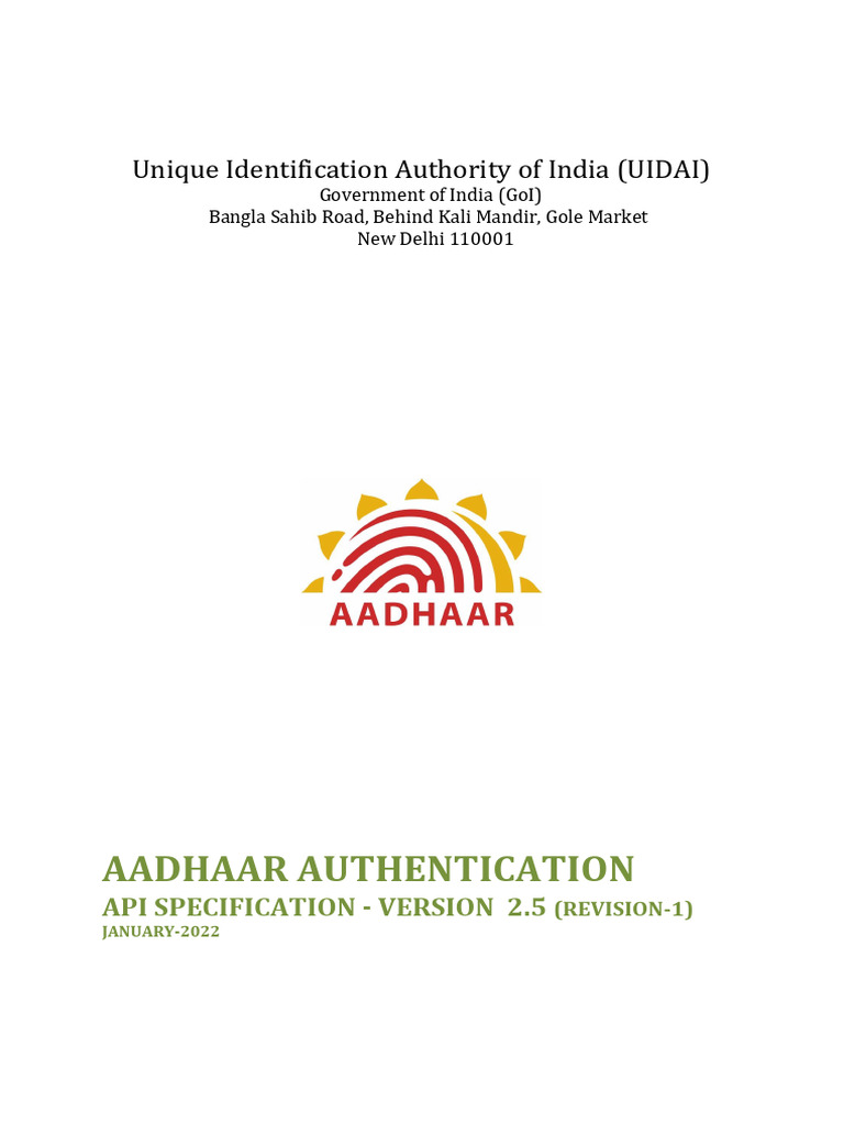 Aadhaar Authentication Api 2 5 Revision 1 Of January 2022 Pdf Public Key Certificate