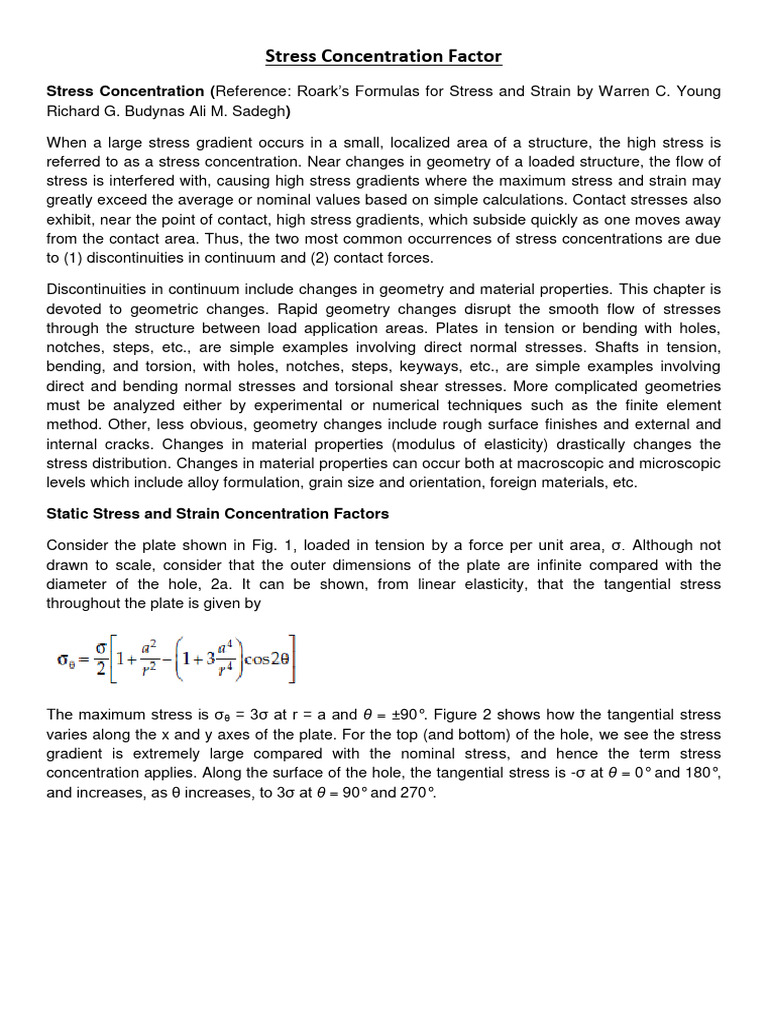Stress Concentration Theory | PDF | Stress (Mechanics) | Bending