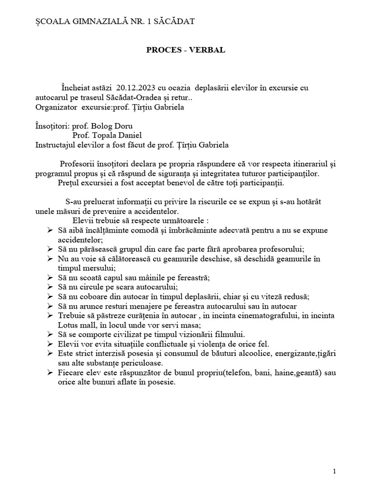 Procesverbal Excursie | PDF