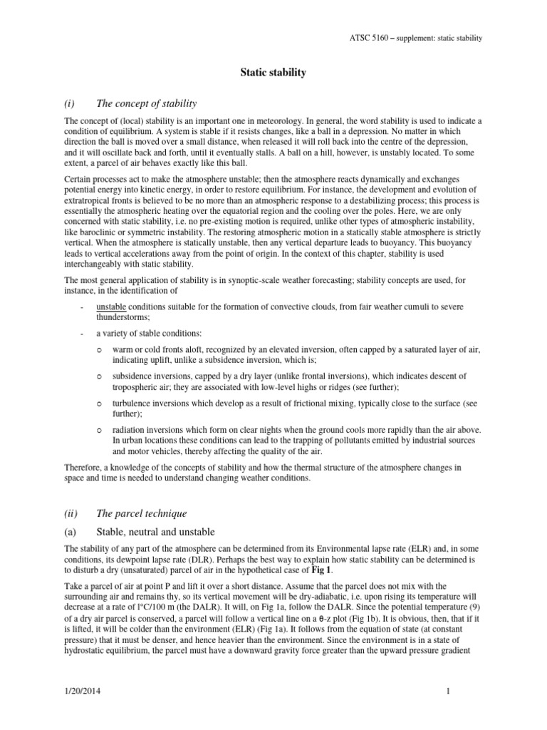 Understanding Static Stability in Meteorology | PDF | Atmosphere Of ...