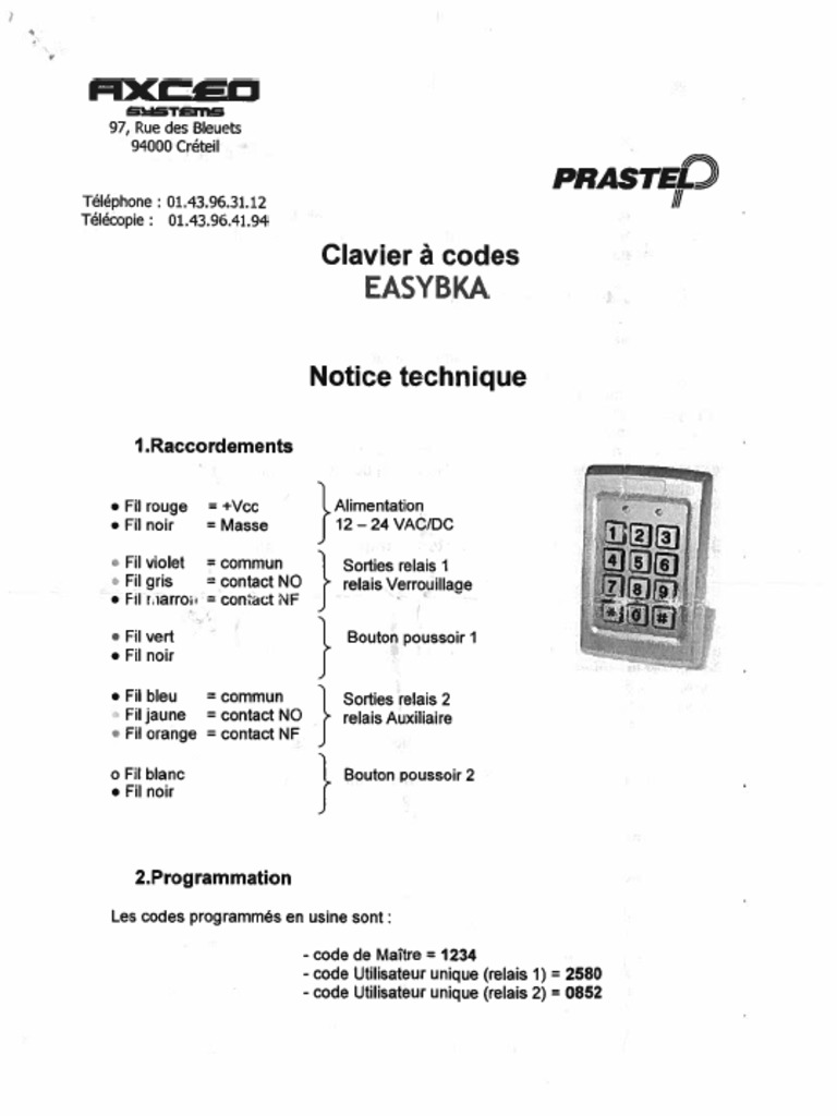Notice Technique DIGICODE | PDF