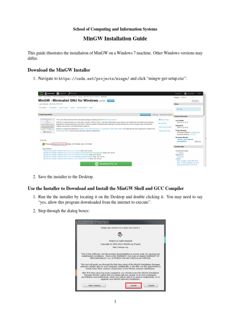 Install MinGW | PDF | Shell (Computing) | Installation (Computer Programs)