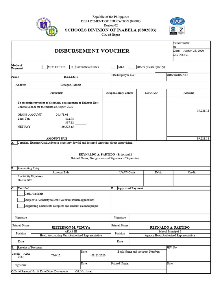 DV Form | PDF | Cheque | Payments