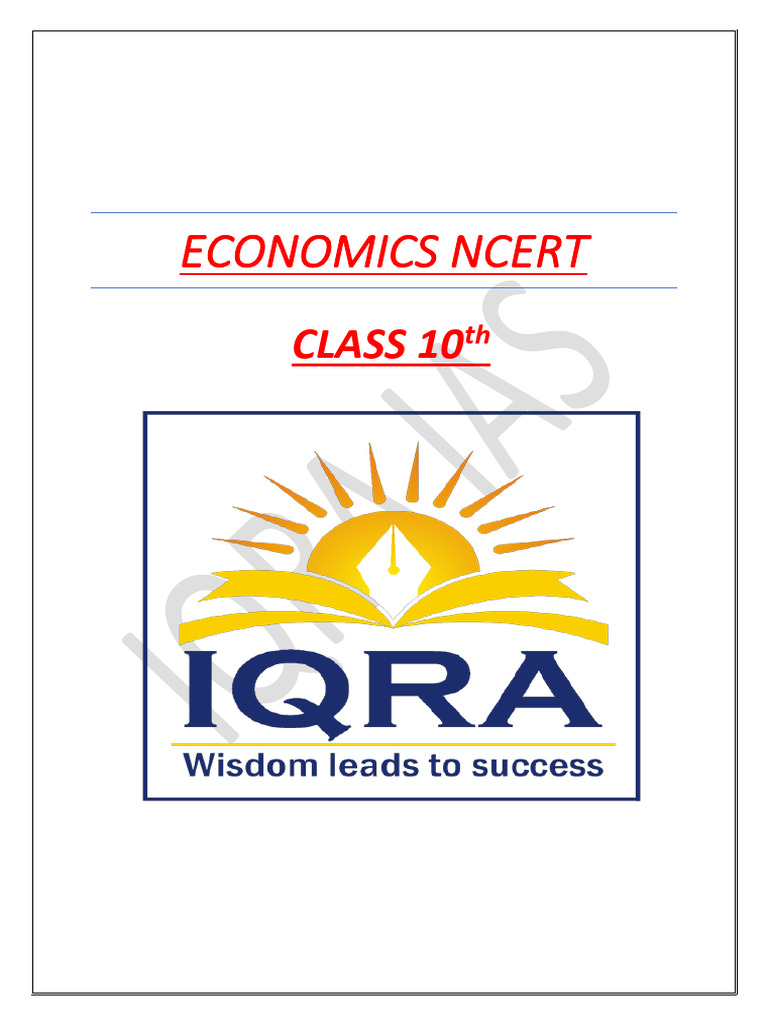 NCERT Economics Class 10 Notes | PDF | Loans | Deposit Account