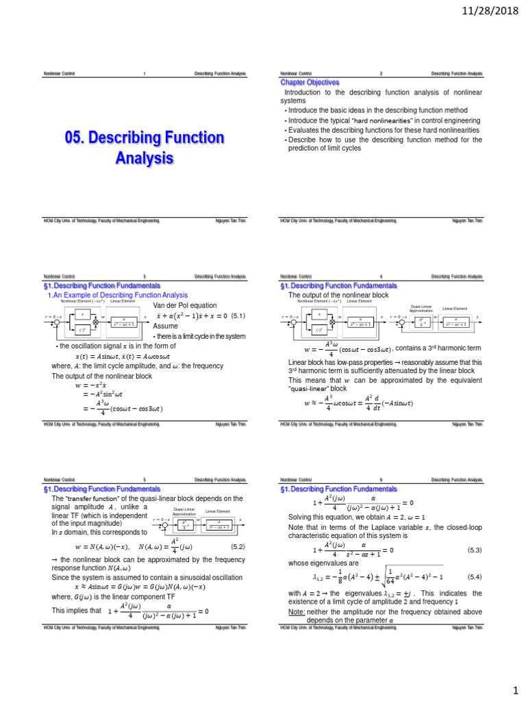 Ch.05 Describing Function Analysis | PDF | Nonlinear System | Function ...
