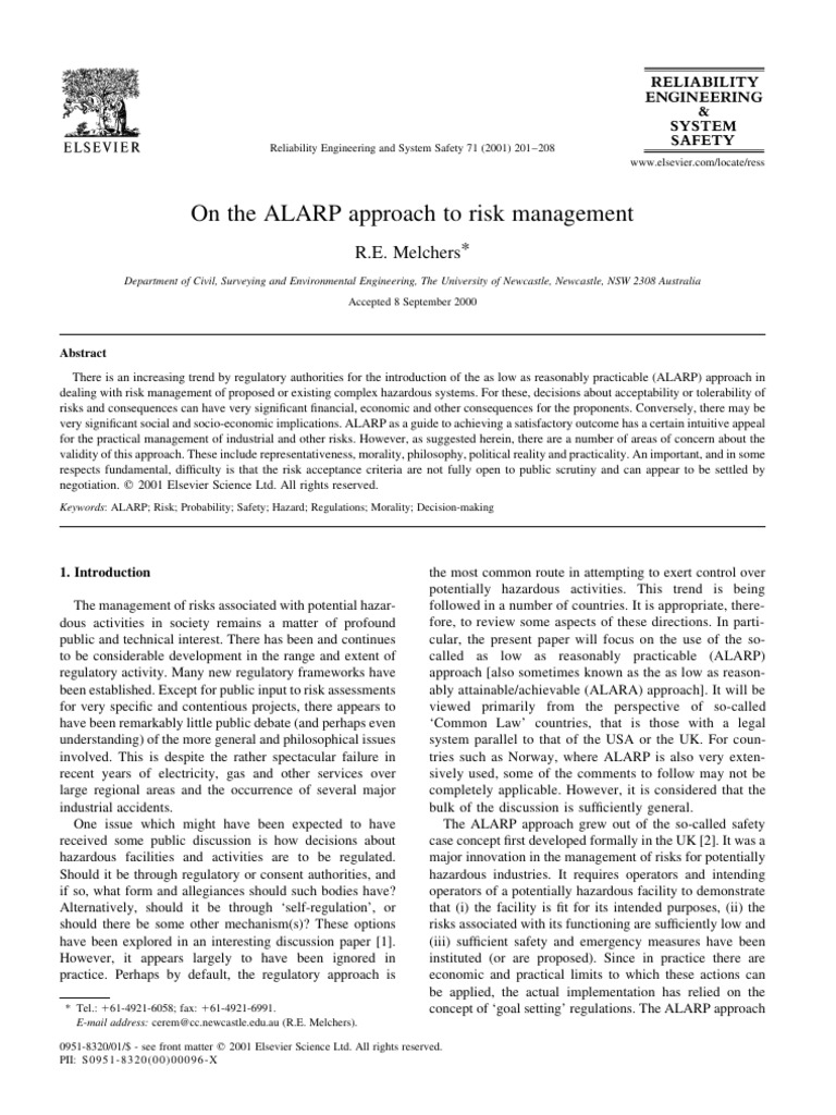 On The ALARP Approach To Risk Management | PDF | Risk | Risk Assessment On The ALARP Approach To Risk Management | PDF | Risk | Risk Assessment