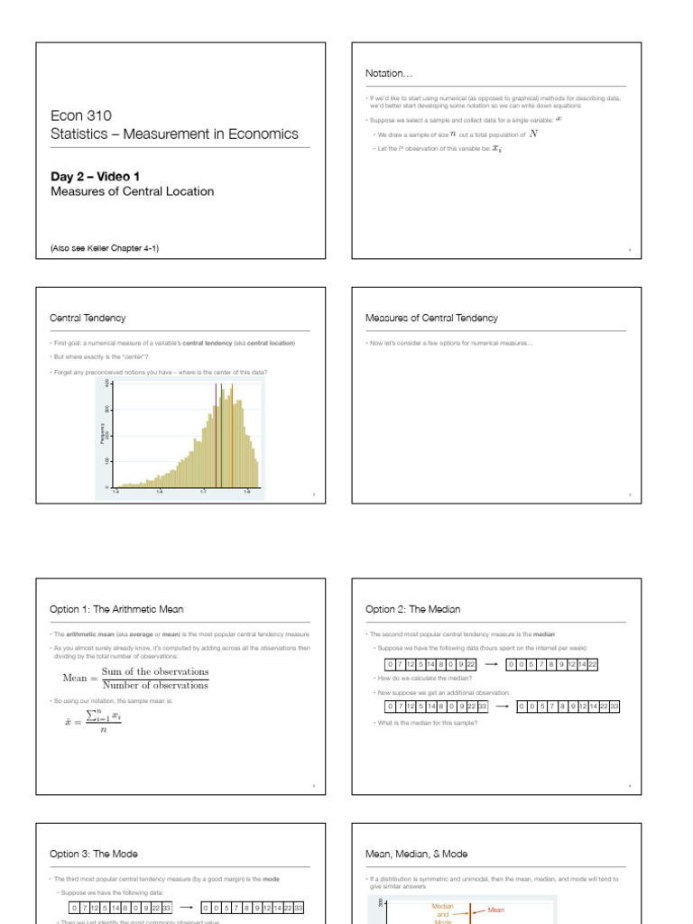 Ec310 Day 2 Lecture Notes | PDF | Standard Deviation | Variance
