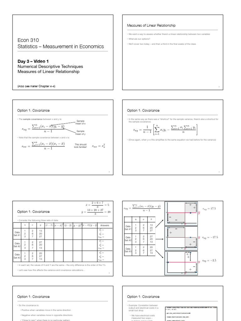 Ec310 Day 3 Lecture Notes | PDF | Sampling (Statistics) | Covariance