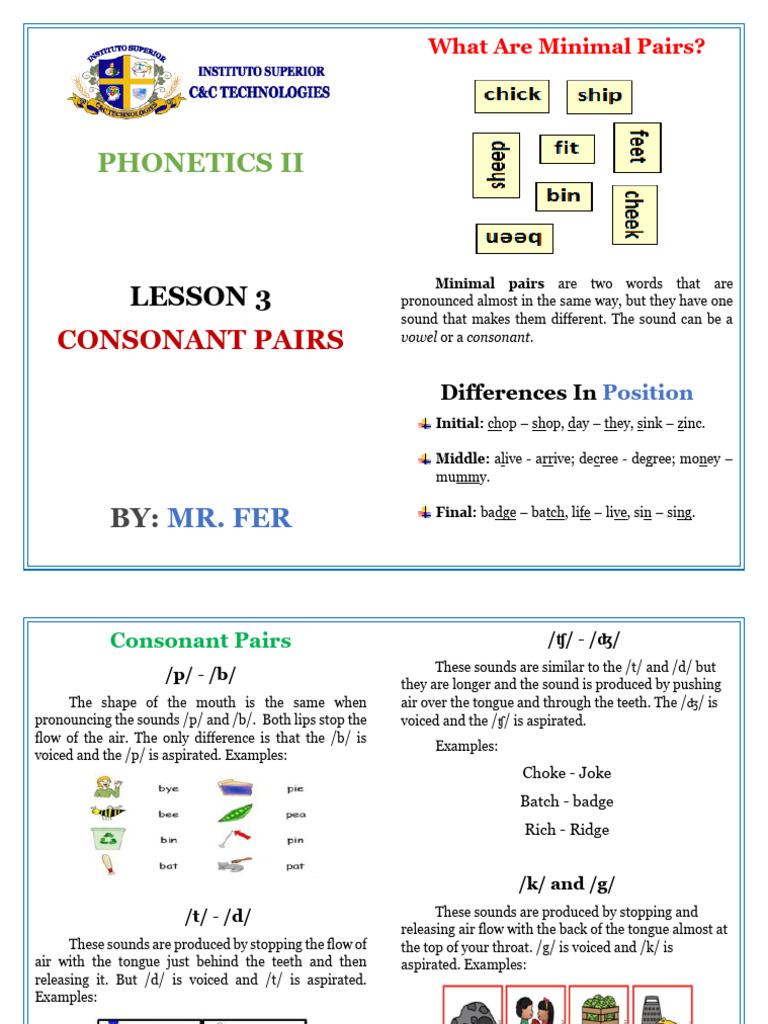 Lesson 3 Consonant Pairs | PDF