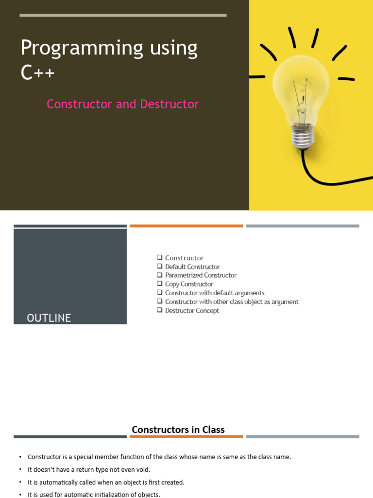 Constructor and Destructor | PDF | Constructor (Object Oriented Programming) | Programming
