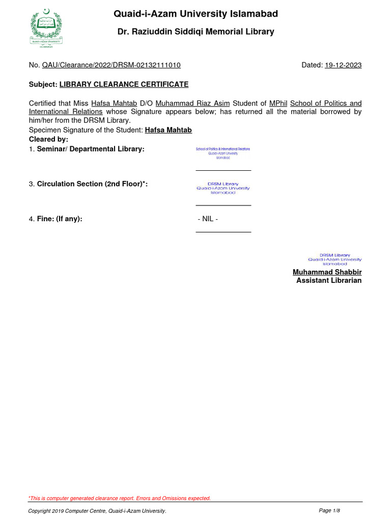 Clearance Form | PDF | Libraries