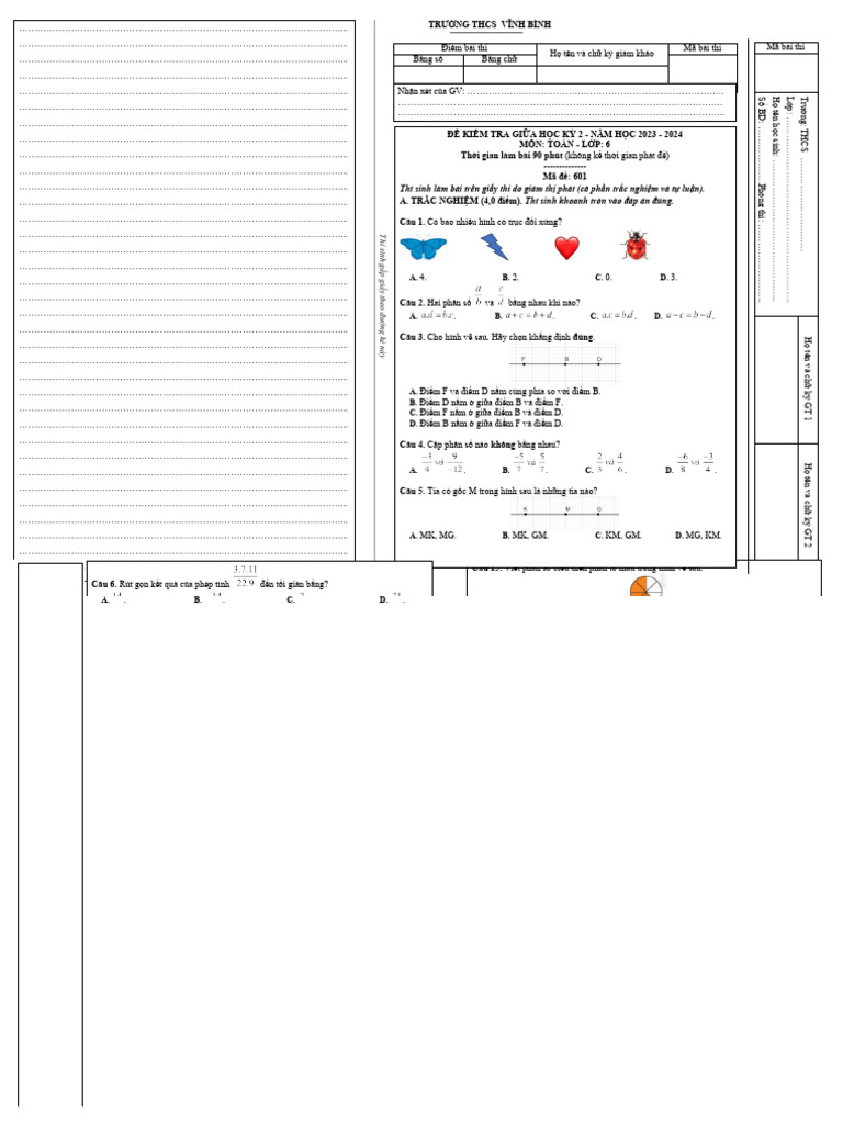 ĐỀ 1 GIỮA KÌ 2 K6 | PDF