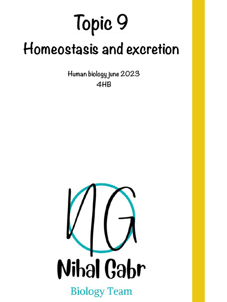 Homeostasis and Excretion in Humans | PDF | Kidney | Organ (Anatomy)