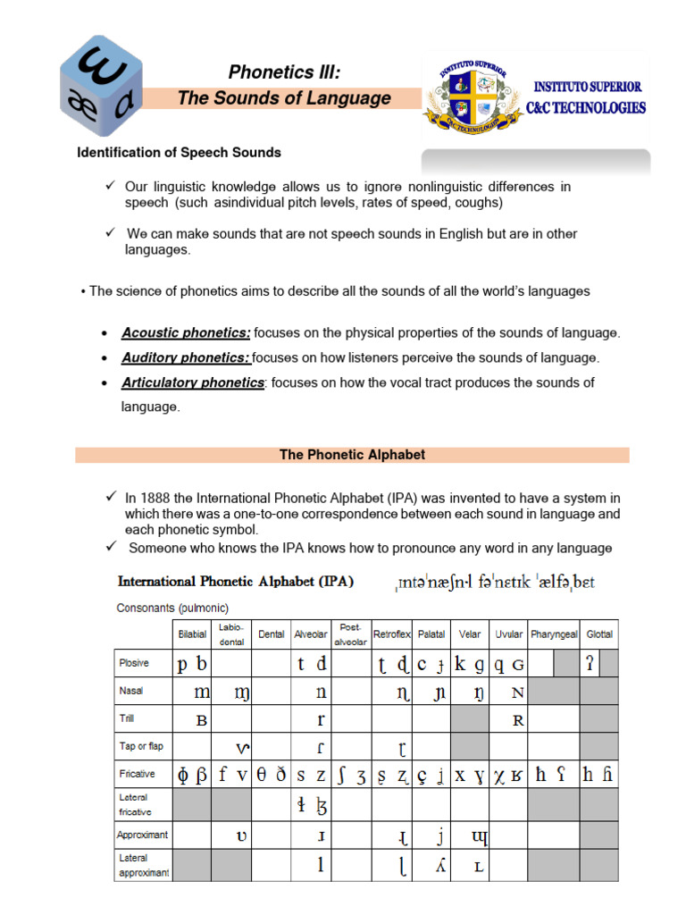 Phonetics III The Sounds of Language | PDF | Language Arts & Discipline ...