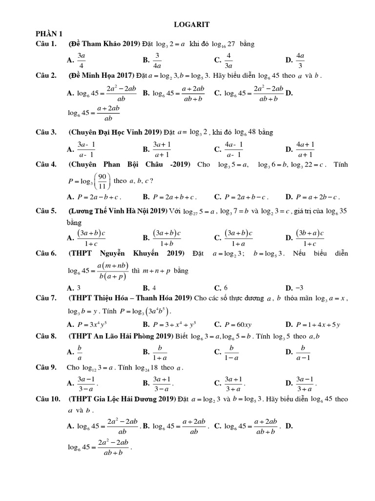 Chuyên Đề 17. Logarit | PDF