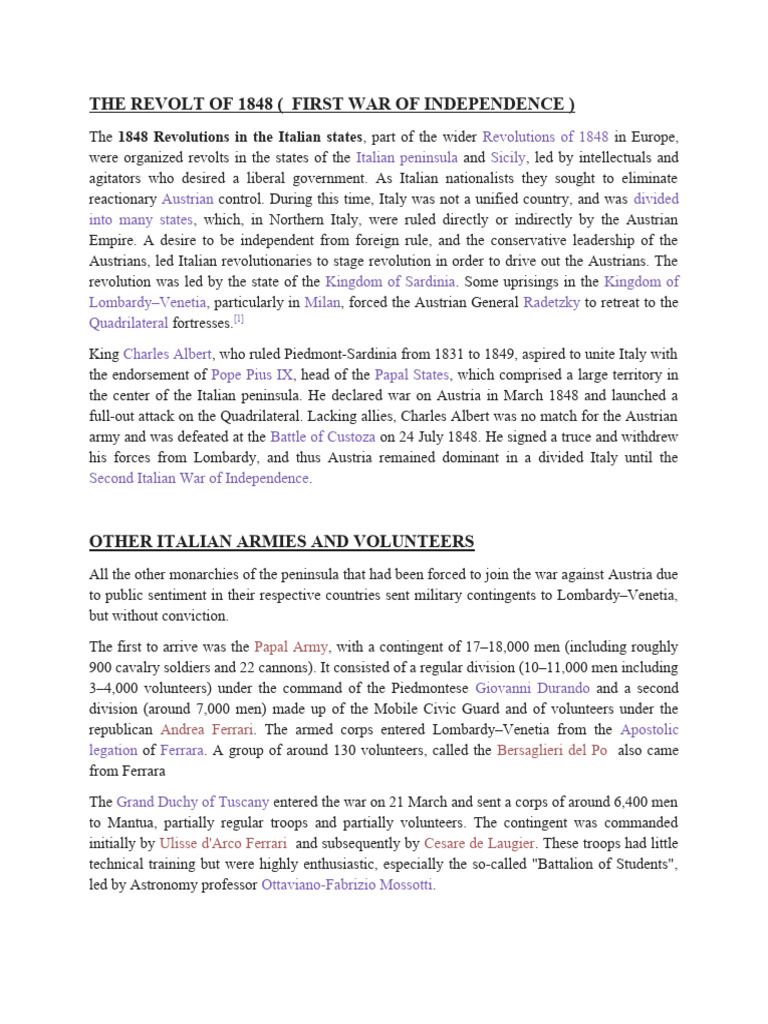 The 1848 Revolutions in The Italian States | PDF | Italy