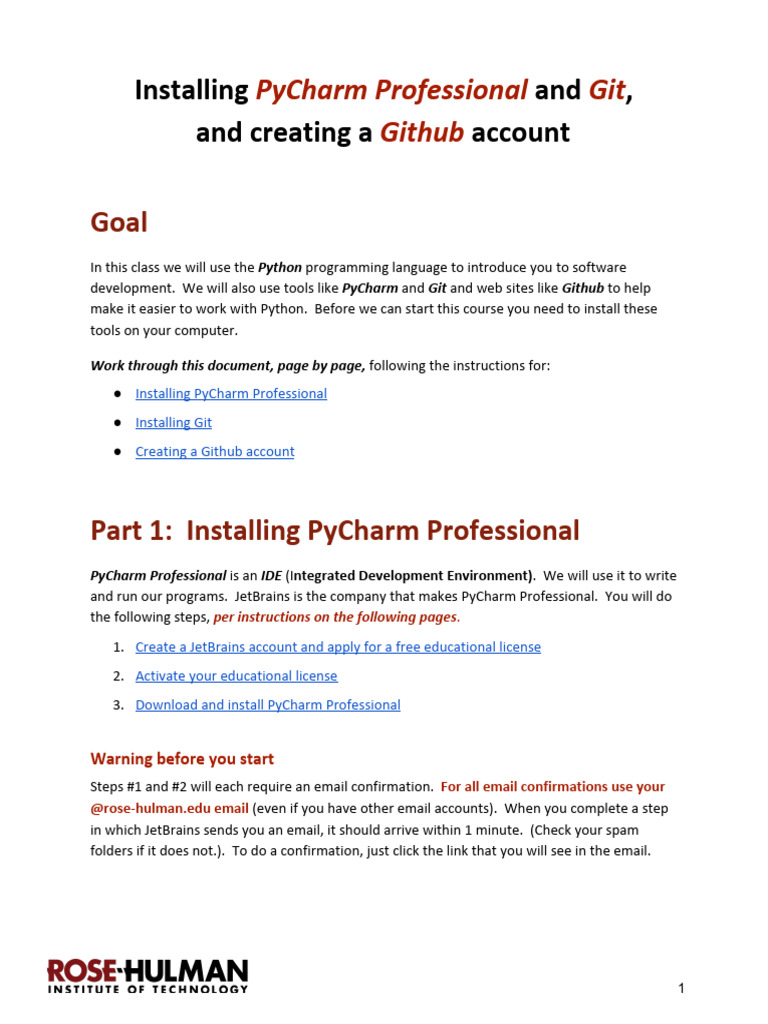 01-Installing_PyCharm_Professional_and_Git | PDF | System Software | Computing