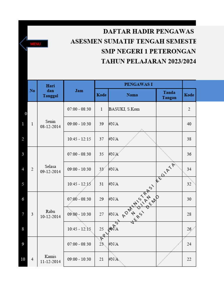 Aplikasi Administrasi Kegiatan Ujian - XLSM | PDF