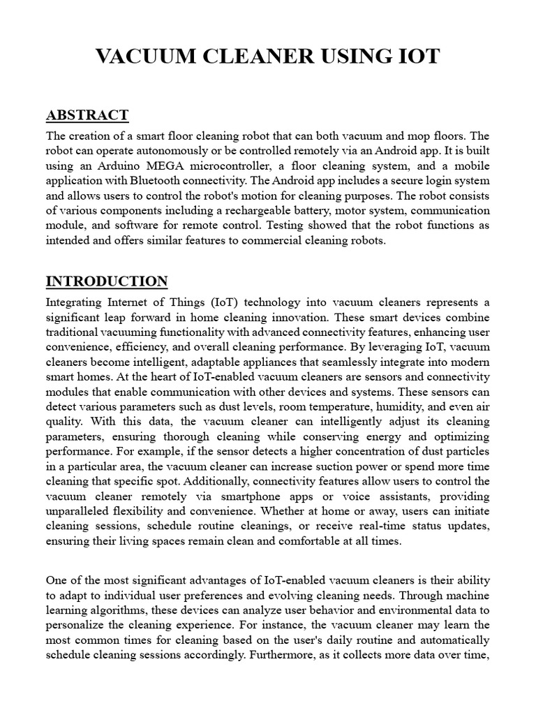 IoT-Enabled Vacuum Cleaner Development | PDF | Internet Of Things ...