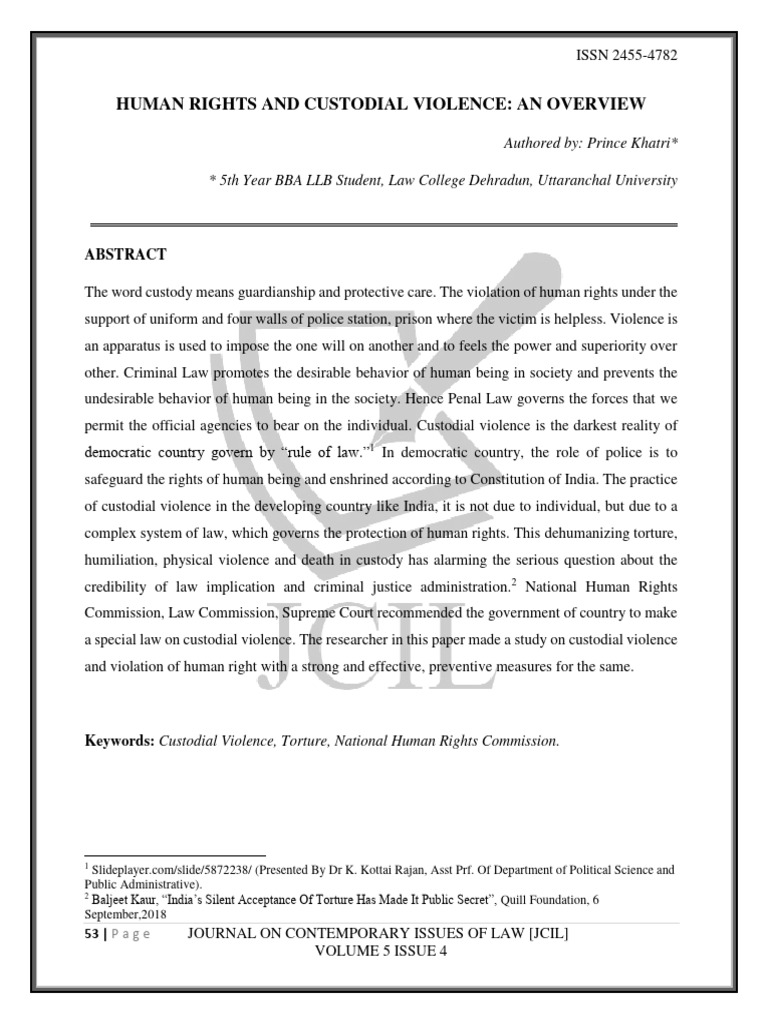 Human Rights and Custodial Violence An Overview 5 | PDF | Arrest ...