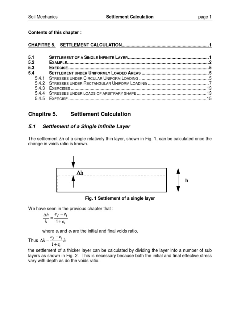 SoilMech Ch5 Settlement Calculation | PDF | Soil Mechanics | Stress ...