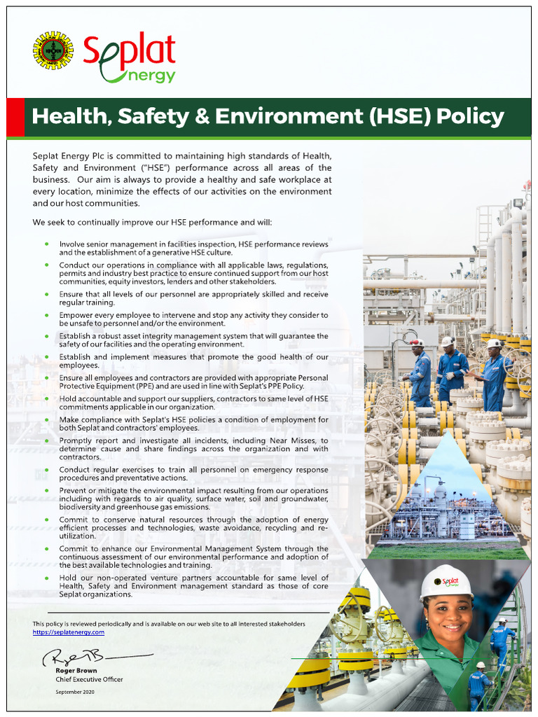 Seplat HSE Policy | PDF