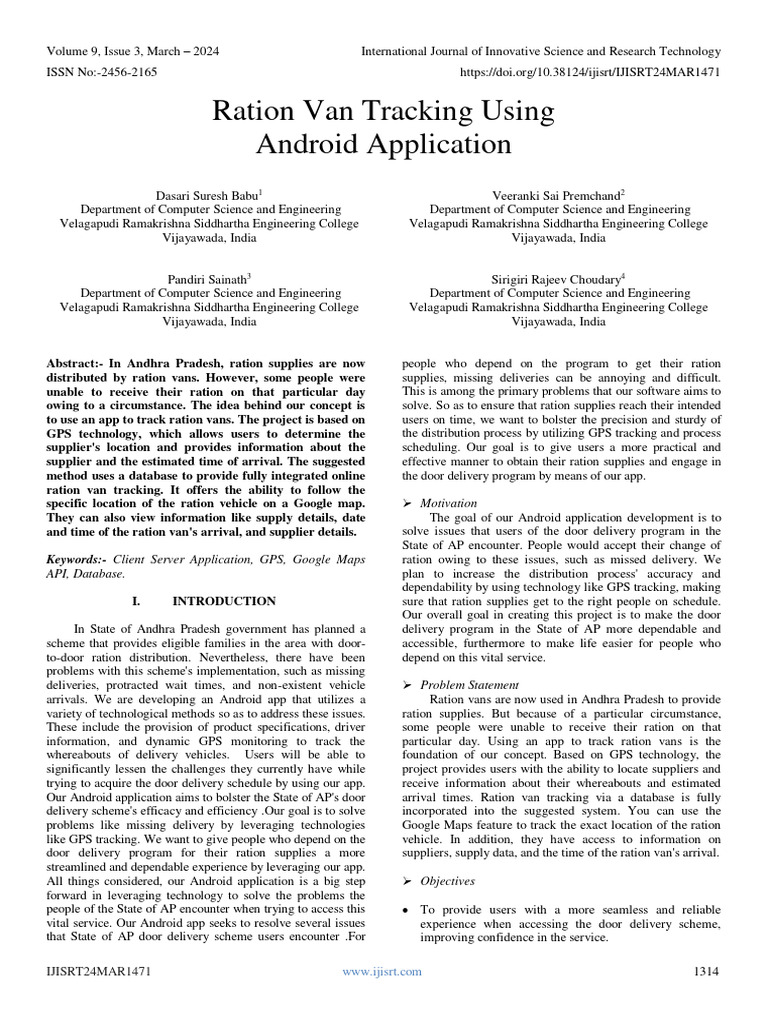 Ration Van Tracking Using Android Application | PDF | Databases | Mobile App