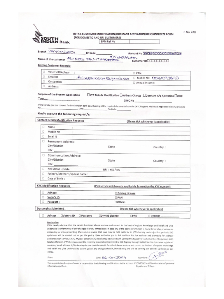 Kyc Updation Form | PDF