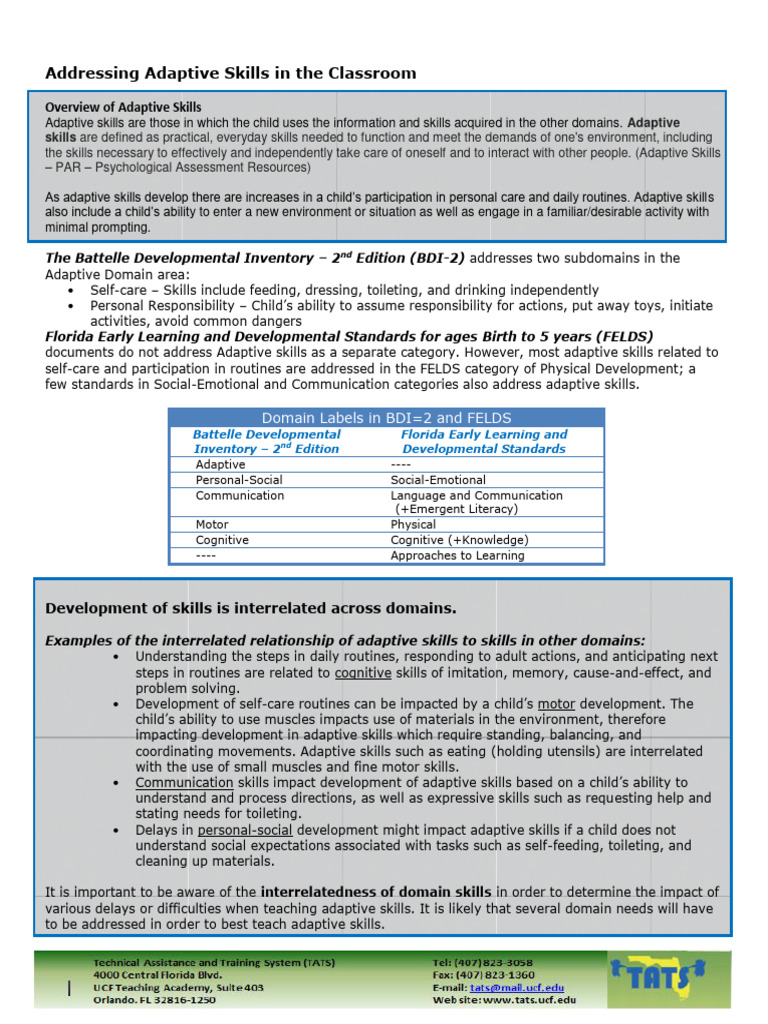 Adaptive Skill in The Classroom Overview | Download Free PDF ...