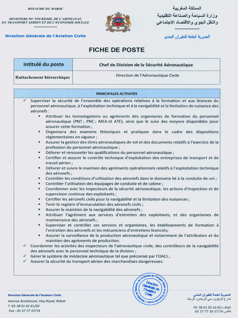 Fiche de Poste | PDF