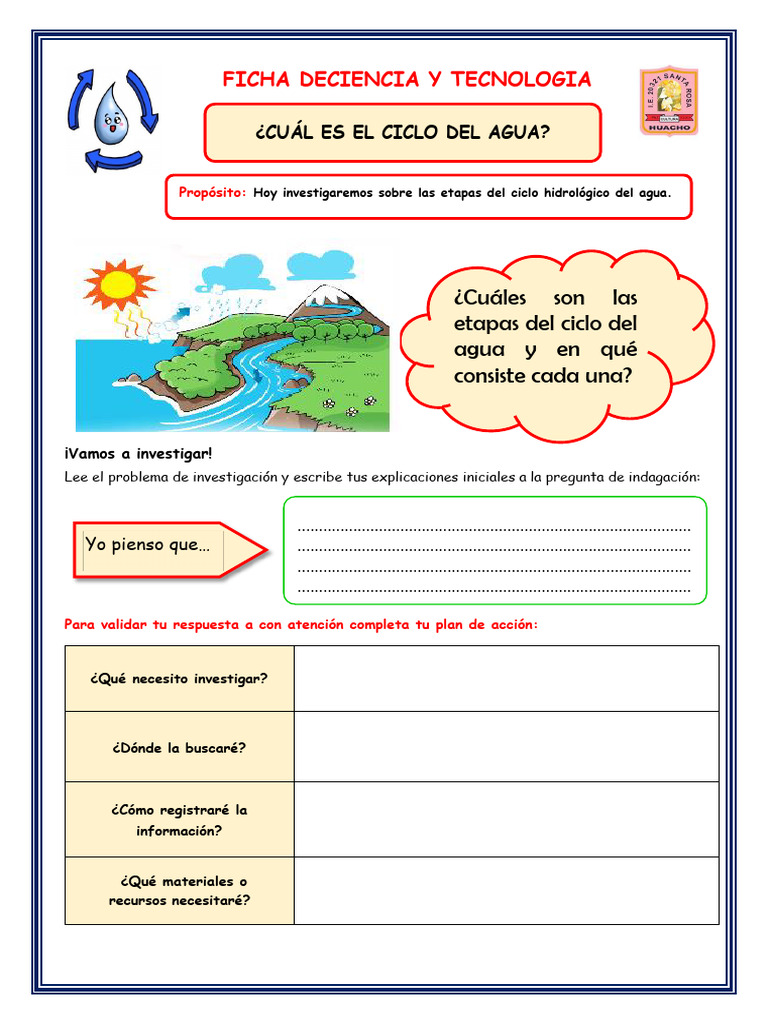 Comprensión Lectora Del Ciclo Del Agua El Ciclo Del Agua | TPT