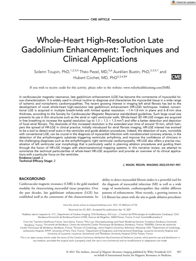 Magnetic Resonance Imaging - 2021 - Toupin - Whole‐Heart High‐Resolution Late Gadolinium ...