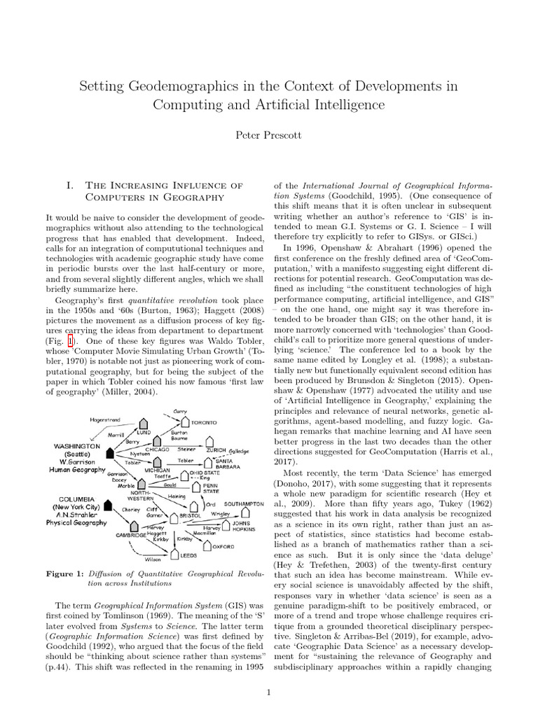 Setting 'Geodemographics' in The Context of Developments in Computing and Artificial ...