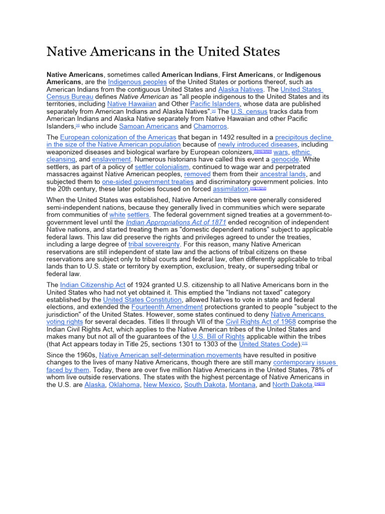 Native Americans in The United States | PDF | Native Americans In The ...