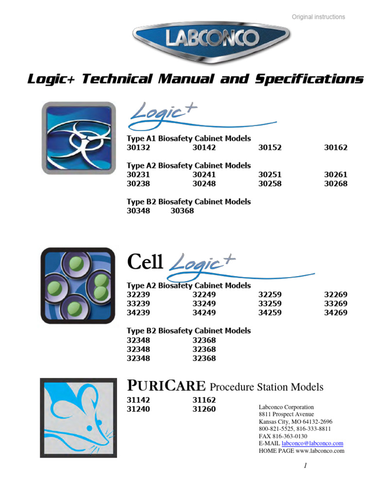 Manual Labconco A2 Logic Plus | PDF | Equipment | Electrical Engineering