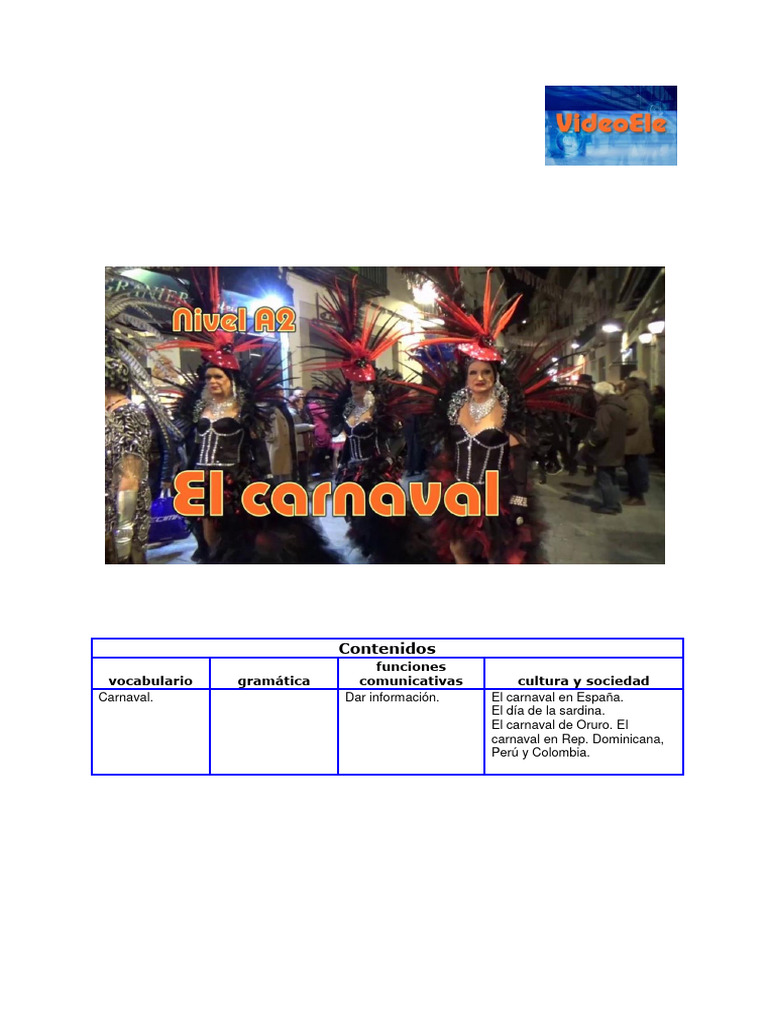 A2 - El Carnaval Actividad | PDF | Carnaval