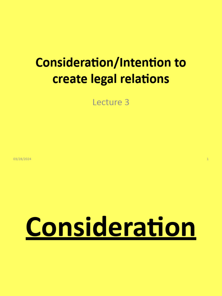 Consideration and Intention | PDF | Consideration | Justice